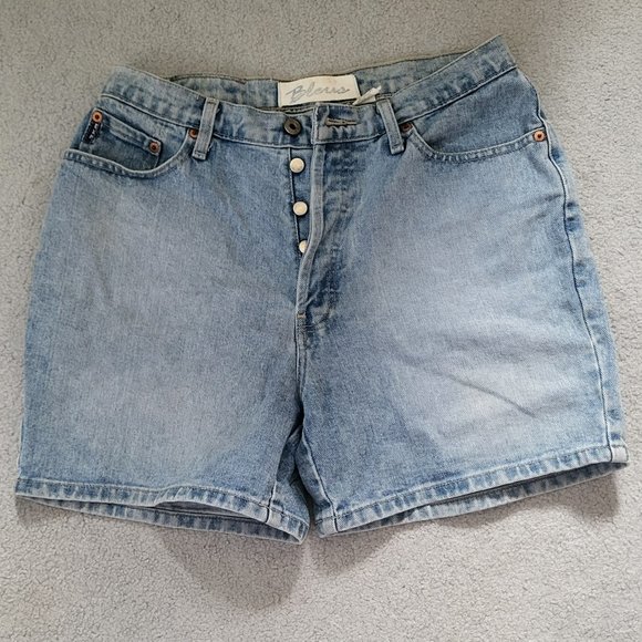 Express | Shorts | Express Blues High Rise Button Denim Shorts Size 8 ...